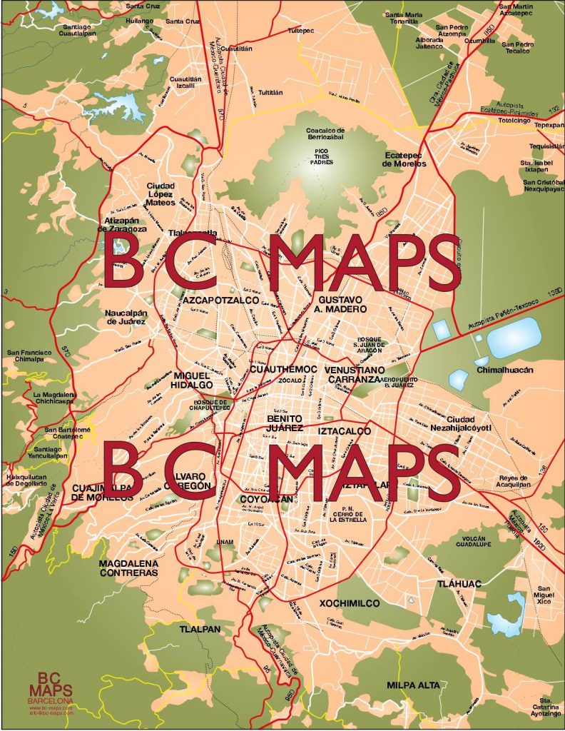 DF mapa vectorial illustrator eps editable, estrcuturado con capas