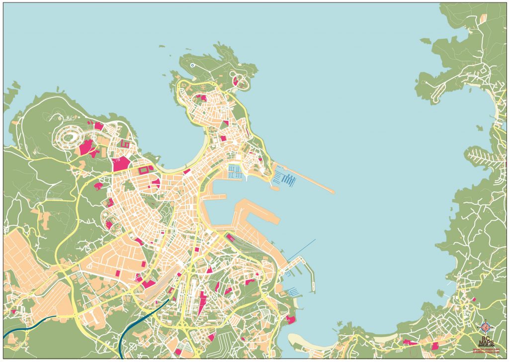 Coruña Mapa vectorial editable eps illustrator