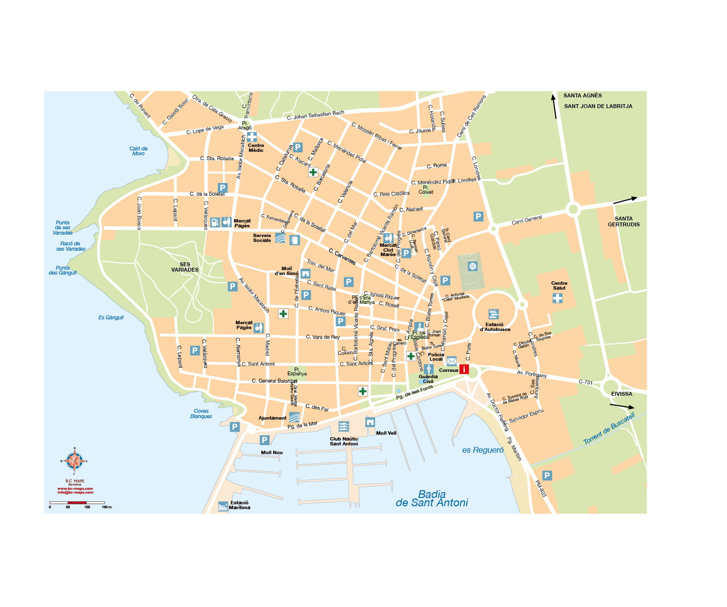 mapa vectorial illustrator eps Sant Antoni de Portmany - Bc Maps mapa vectorial eps