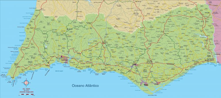 Mapa vectorial del Algarve en formato eps illustrator