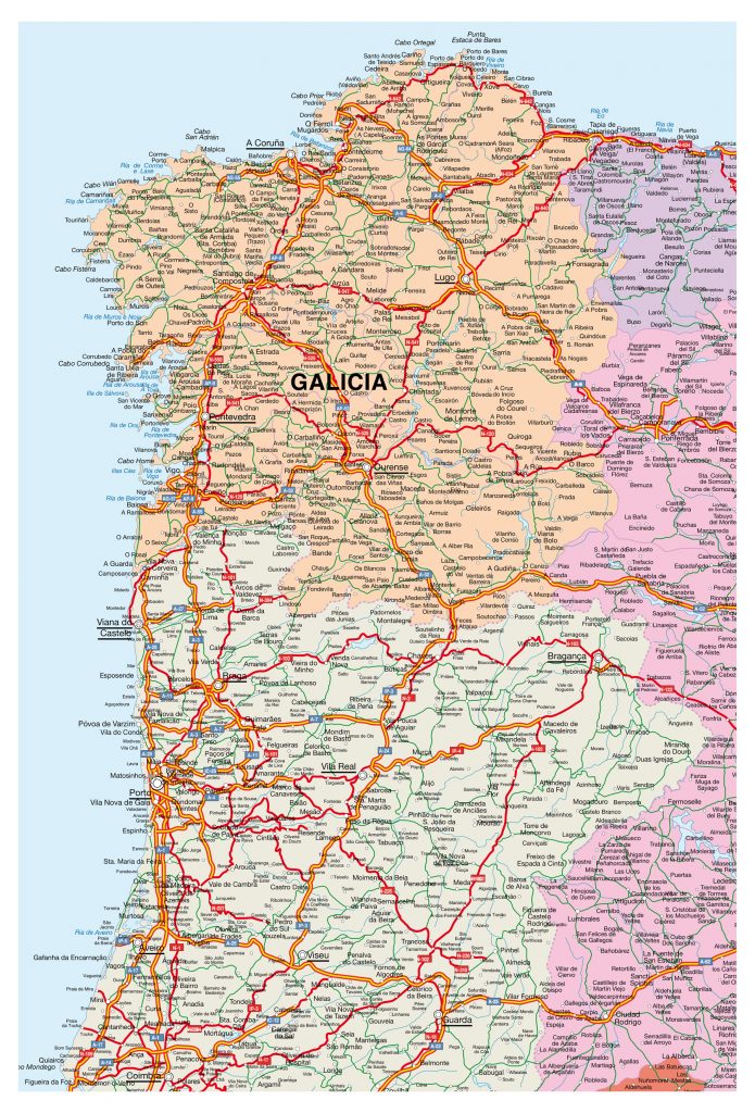 Mapa vectorial illustrator eps Regiao Norte Portugal