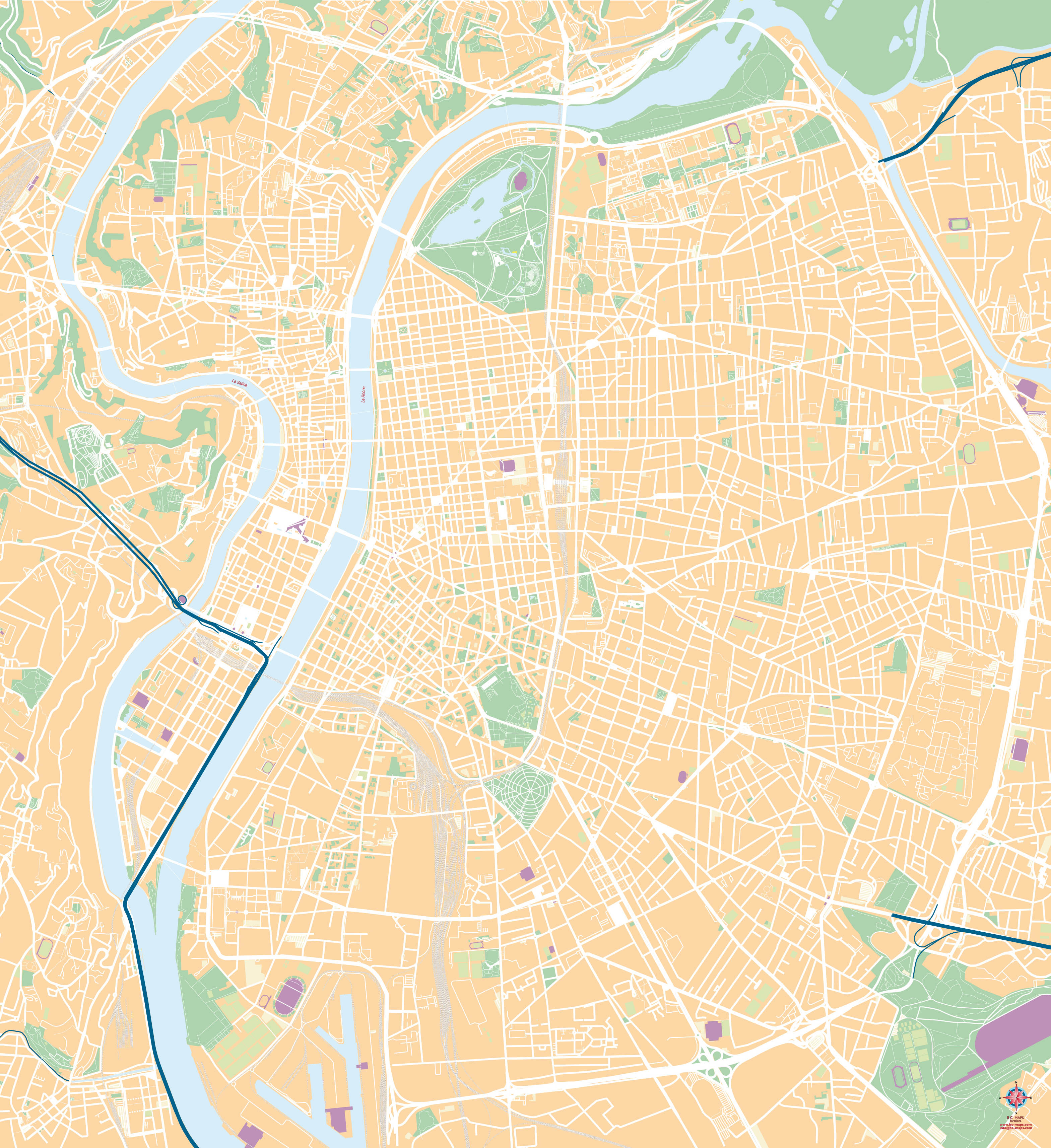 Mapa en Illustrator de Lyon | Bc Maps mapa vectorial eps
