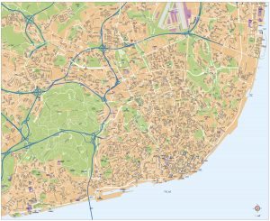 Lisboa,Lisbon maps, Mapas y planos vectoriales estructurados con capas