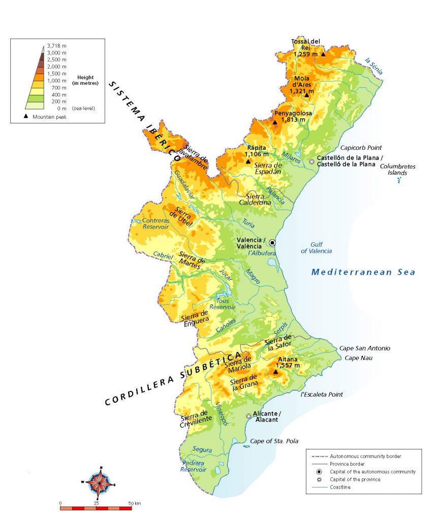 Mapa Comunitat valenciana fisico illustrator eps By Me - Bc Maps mapa ...