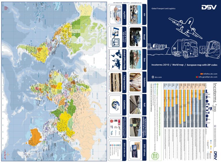 Mapa Europa códigos postales DSV, plegado personalizado