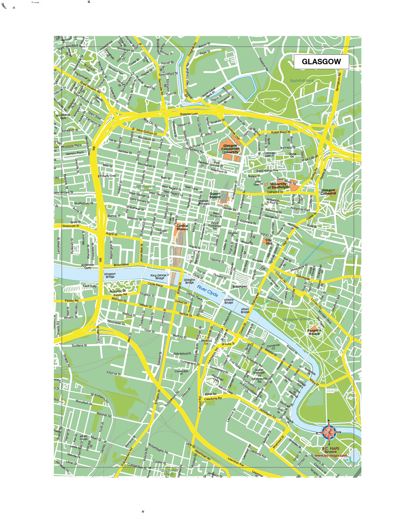 Glasgow mapa vectorial illustrator eps - Bc Maps mapa vectorial eps