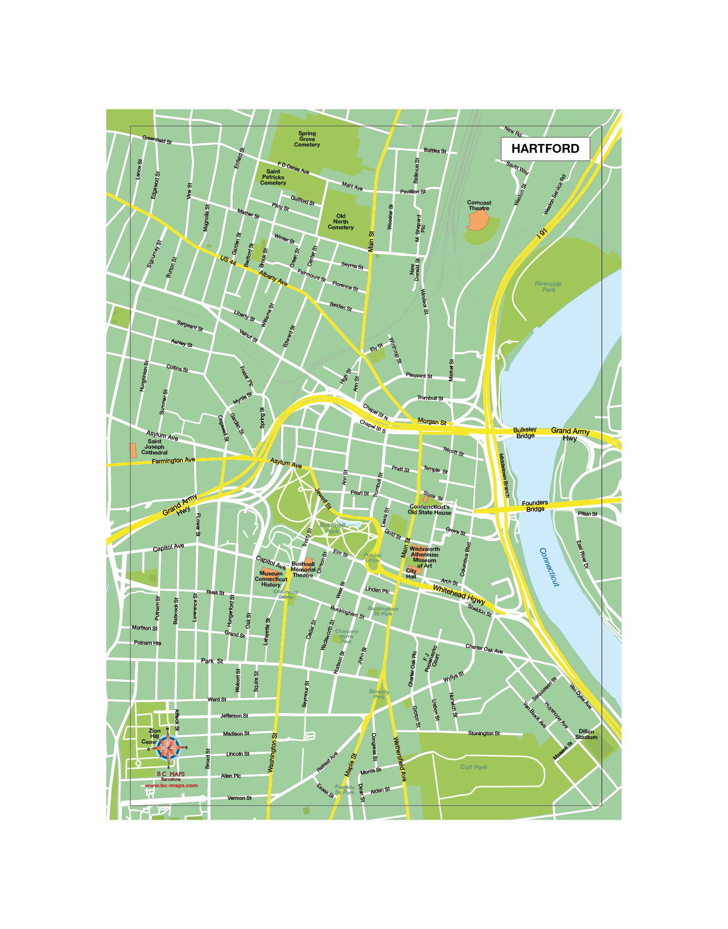 Hartford mapa vectorial illustrator eps - Bc Maps mapa vectorial eps