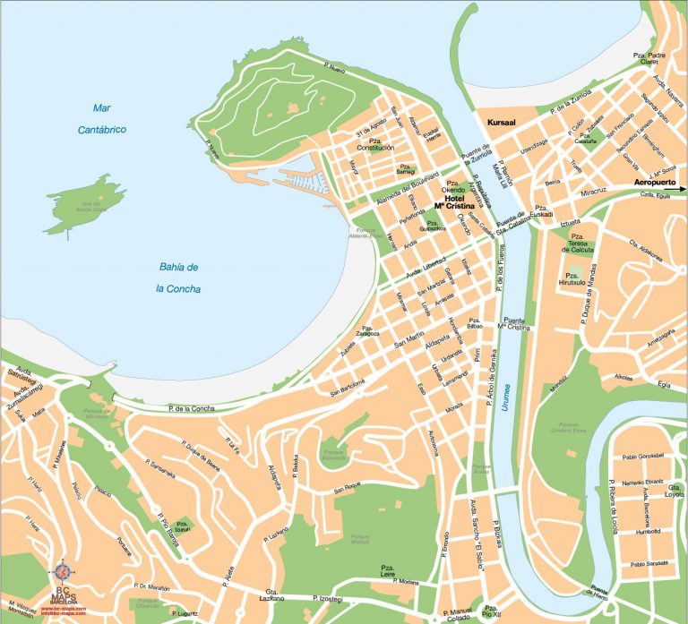 Donostia-San Sebastian mapa vectorial illustrator eps BC Maps