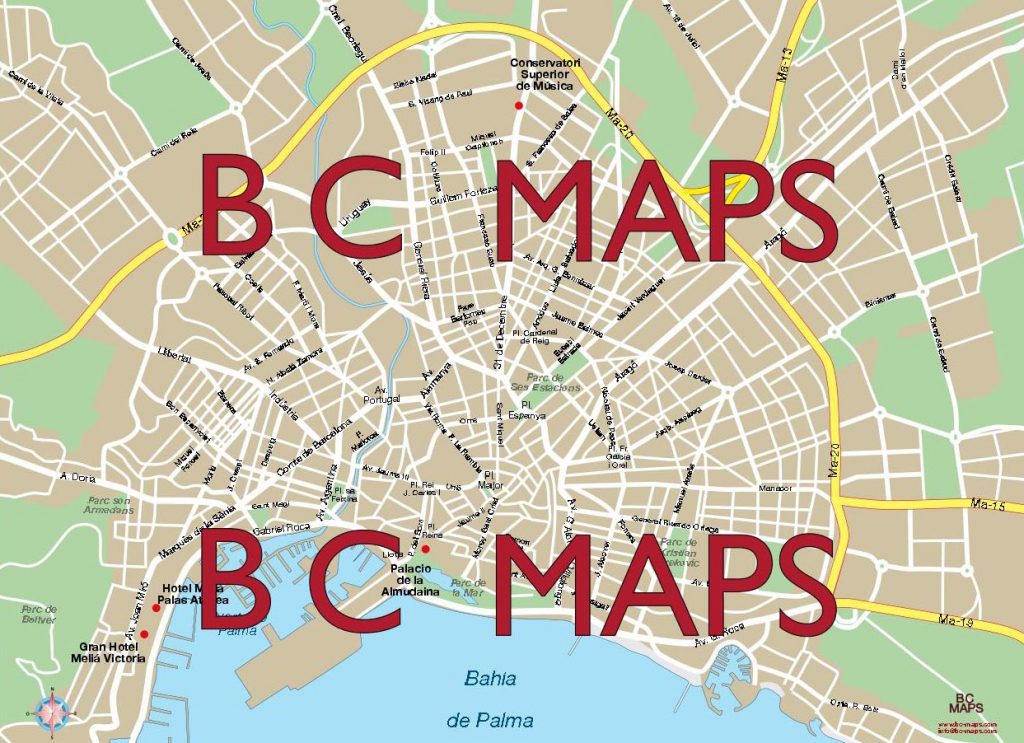 Palma mapa vectorial illustrator eps editable Mallorca