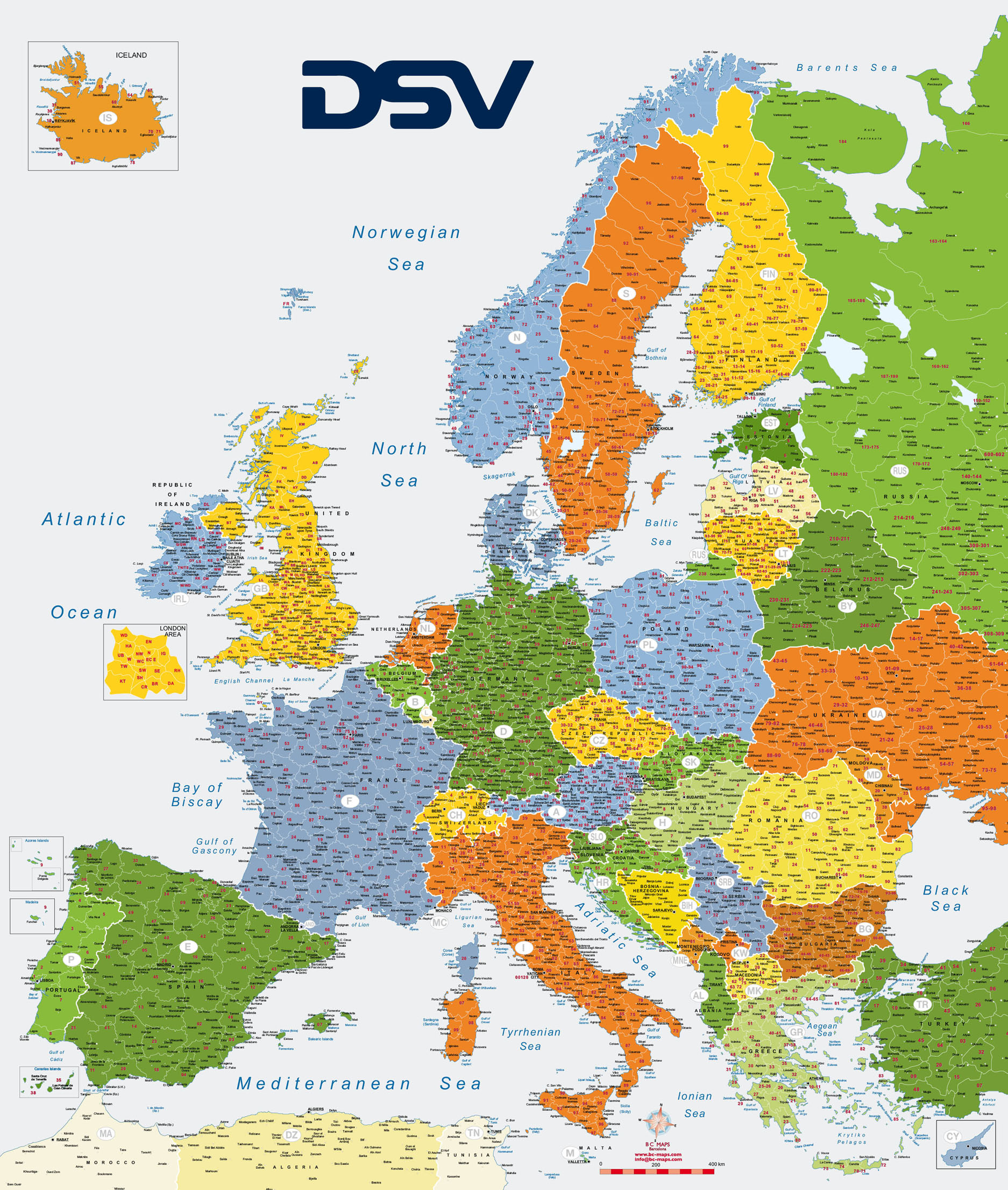 Mapa Europa codigos postales DSV Belgica2 - Bc Maps mapa vectorial eps
