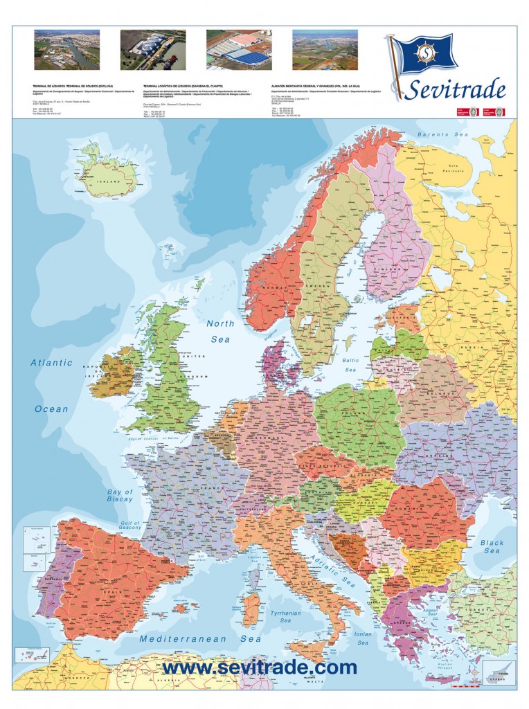 Mapa mural de Europa politico para Sevitrade | Bc Maps mapa vectorial eps