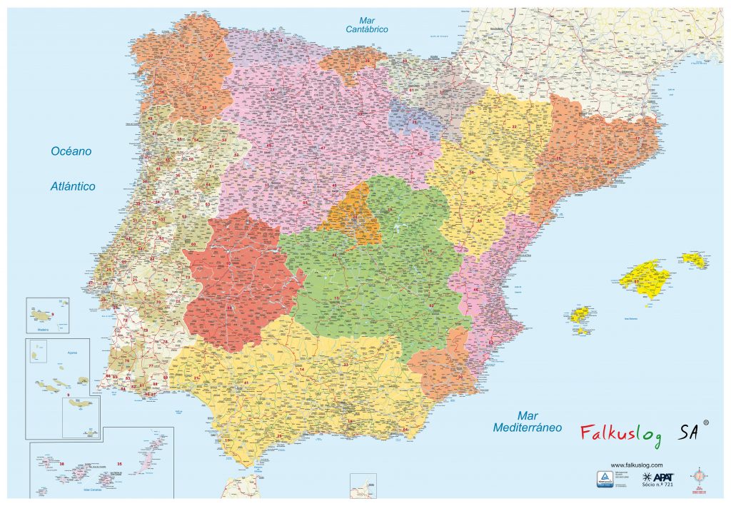 Mapa Península Iberia Códigos postales - Bc Maps mapa vectorial eps