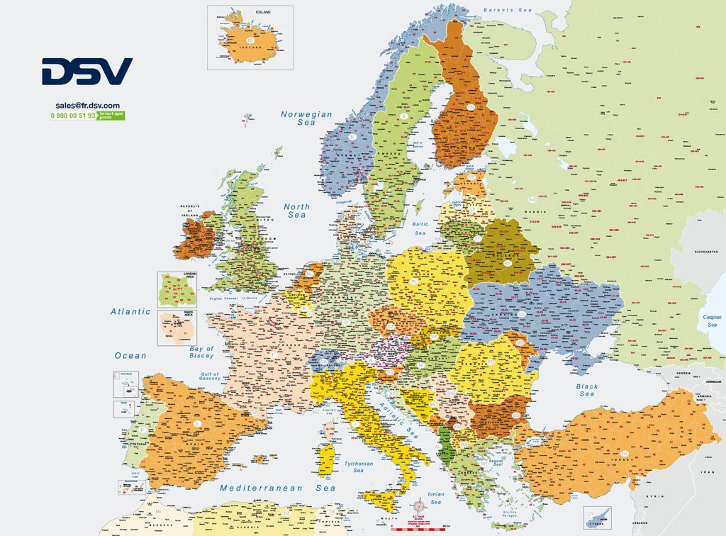 Mapa Europa códigos postales y Mapamundi politico DSV plegado France