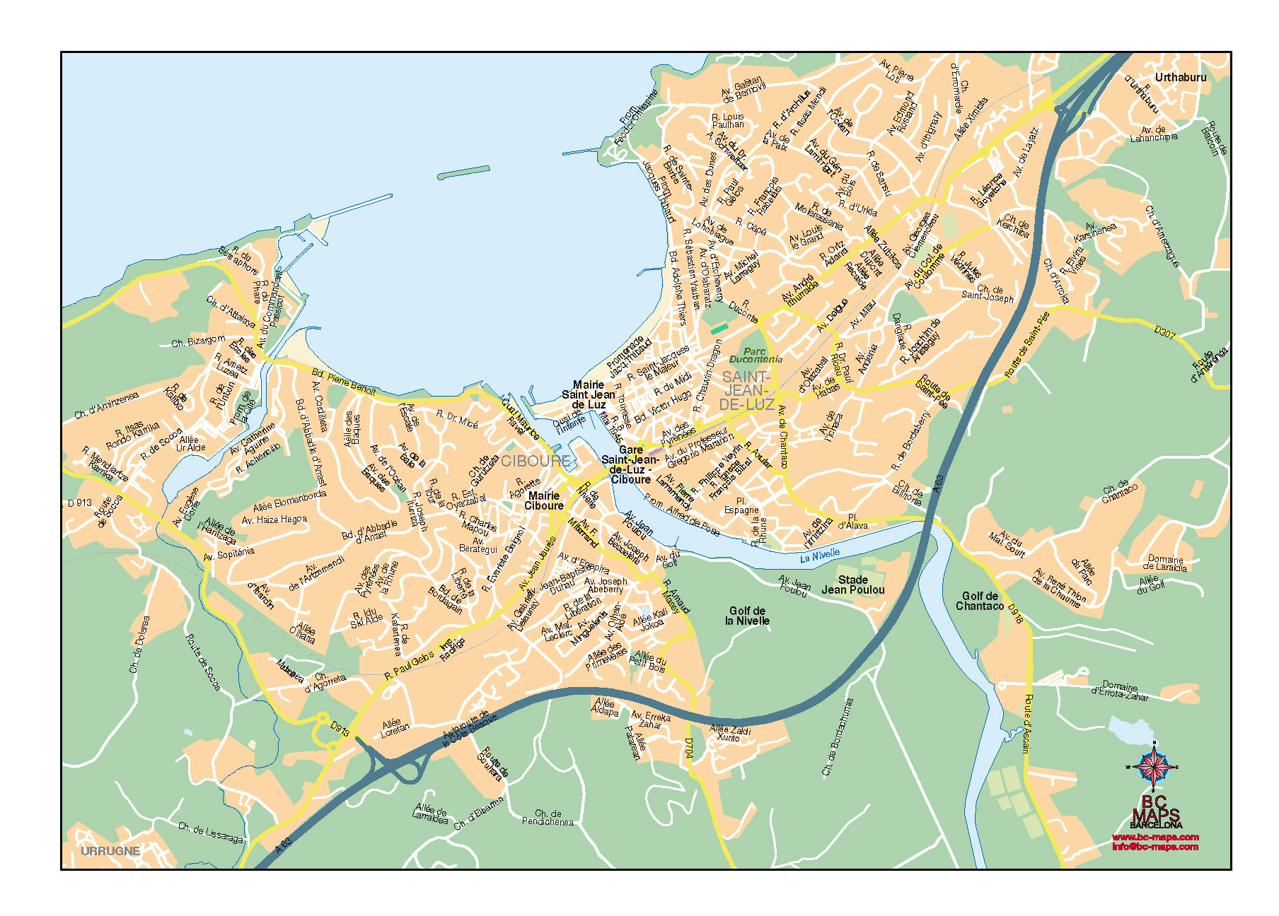 carte vectorielle ciboure illustrator eps - Bc Maps mapa vectorial eps