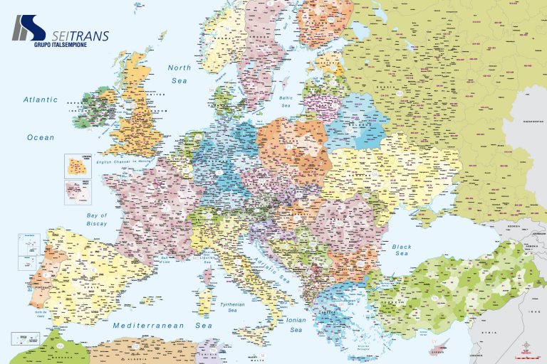 Mapa de Europa codigos postales vade de sobremesa Seitrans