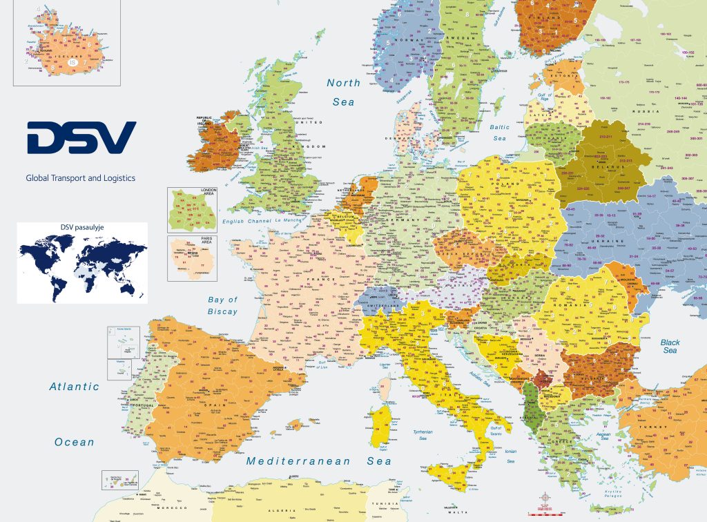 DSV Europe zip code map Lithuania - Bc Maps mapa vectorial eps