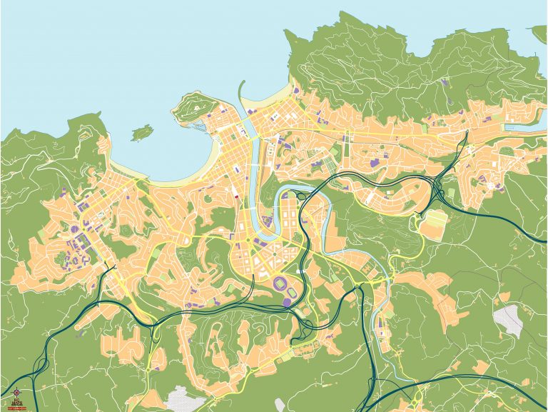Mapa vectorial de Donostia-San Sebastián eps Illustrator NUSWINRUM