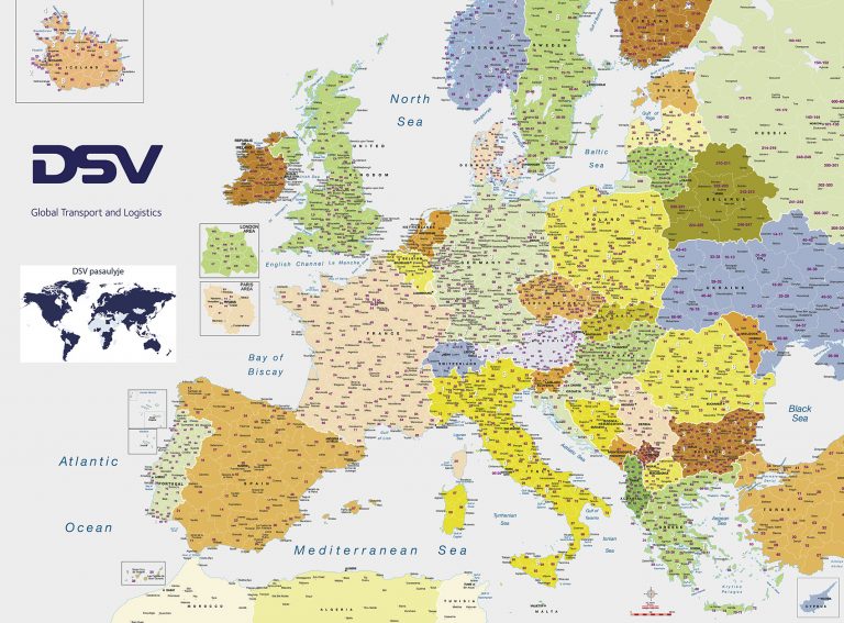 DSV 2021 Lt Europe postal code map2 - Bc Maps mapa vectorial eps