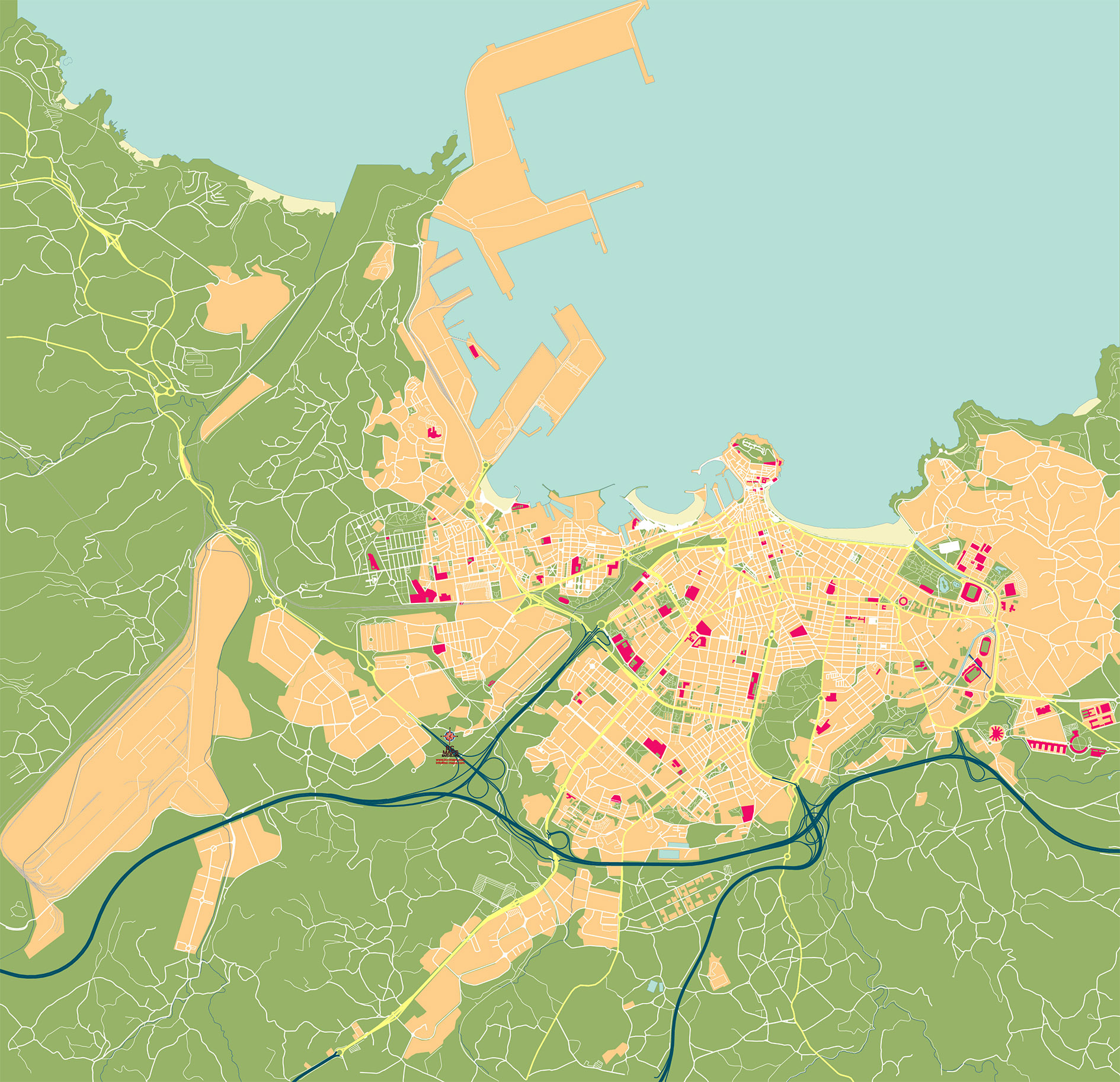 Malaga Mapa Vectorial Eps Illustrator Bc Maps In Detail