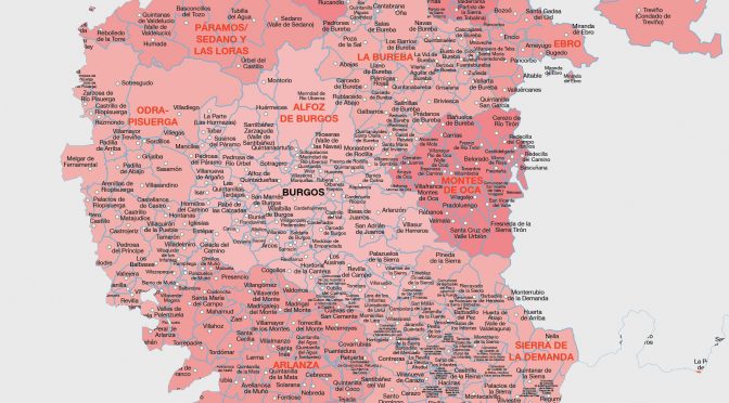 Municipios de Burgos mapa vectorial illustrator eps de