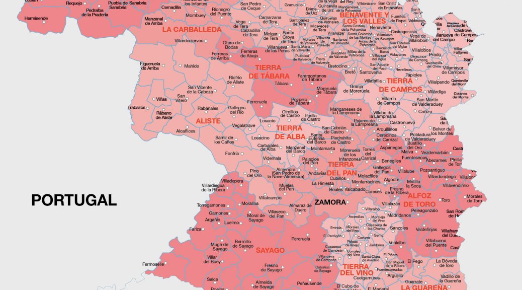 Municipios de Zamora mapa vectorial illustrator eps de