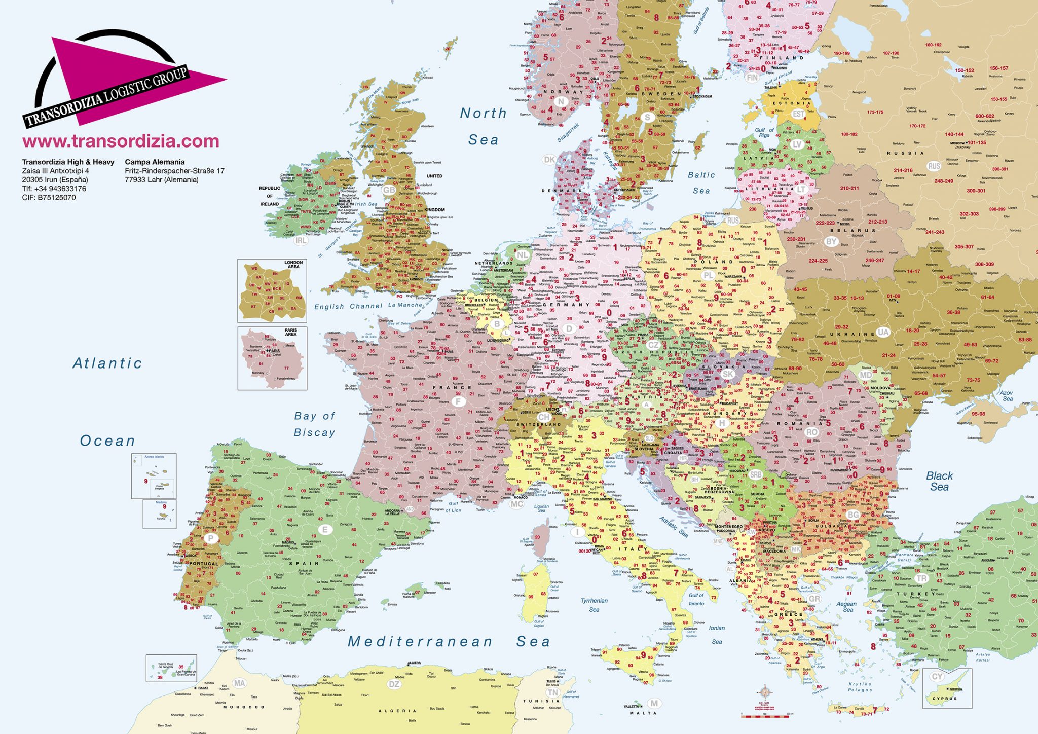 Mapa Europa A2 Codigos postales Transordizia | Bc Maps mapa vectorial eps