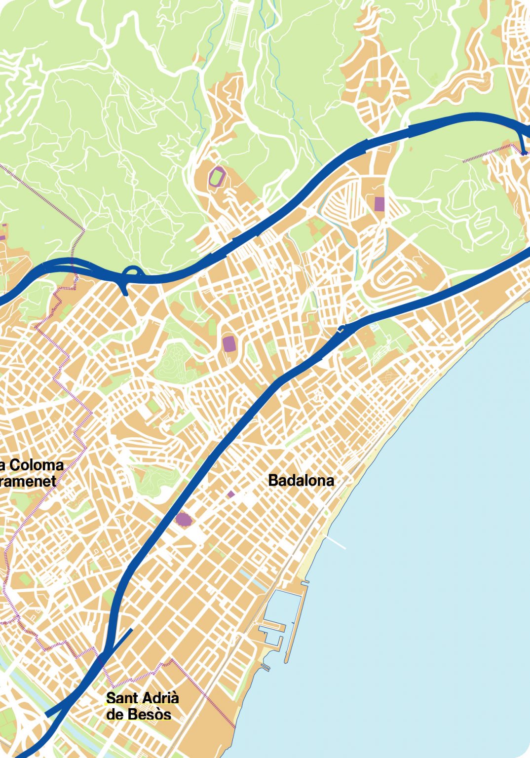Mapa vectorial Badalona editable eps illustrator