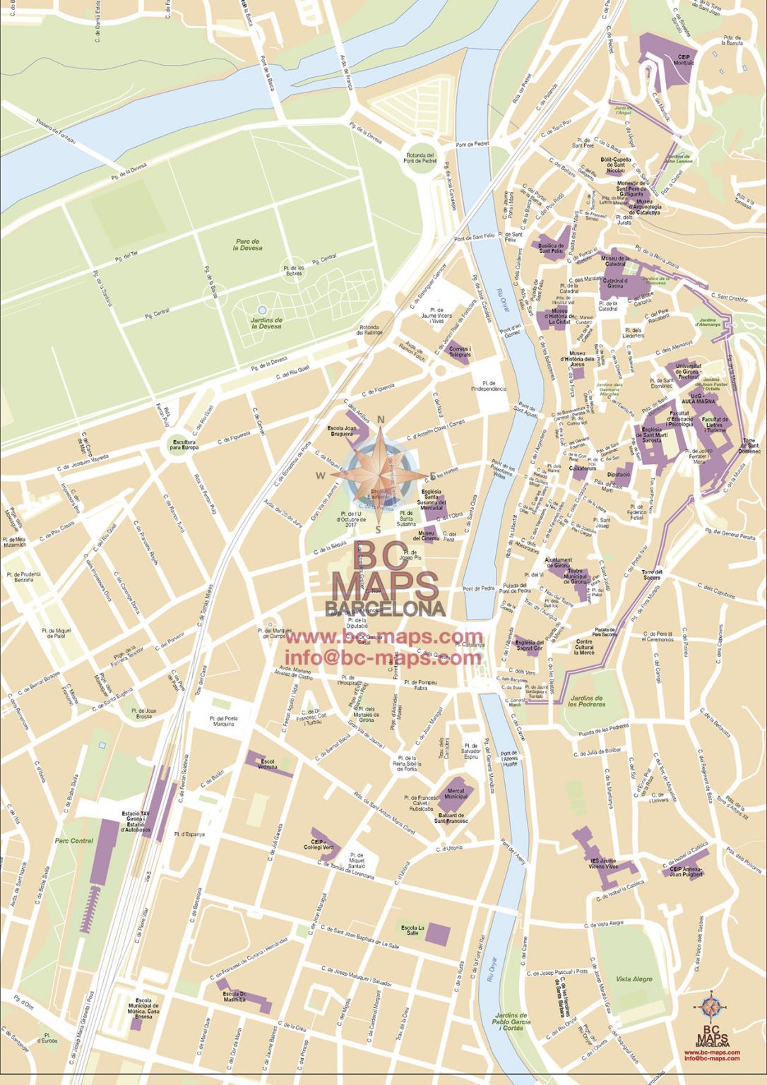 Gerona mapa vectorial editable eps illustrator libres de derechos