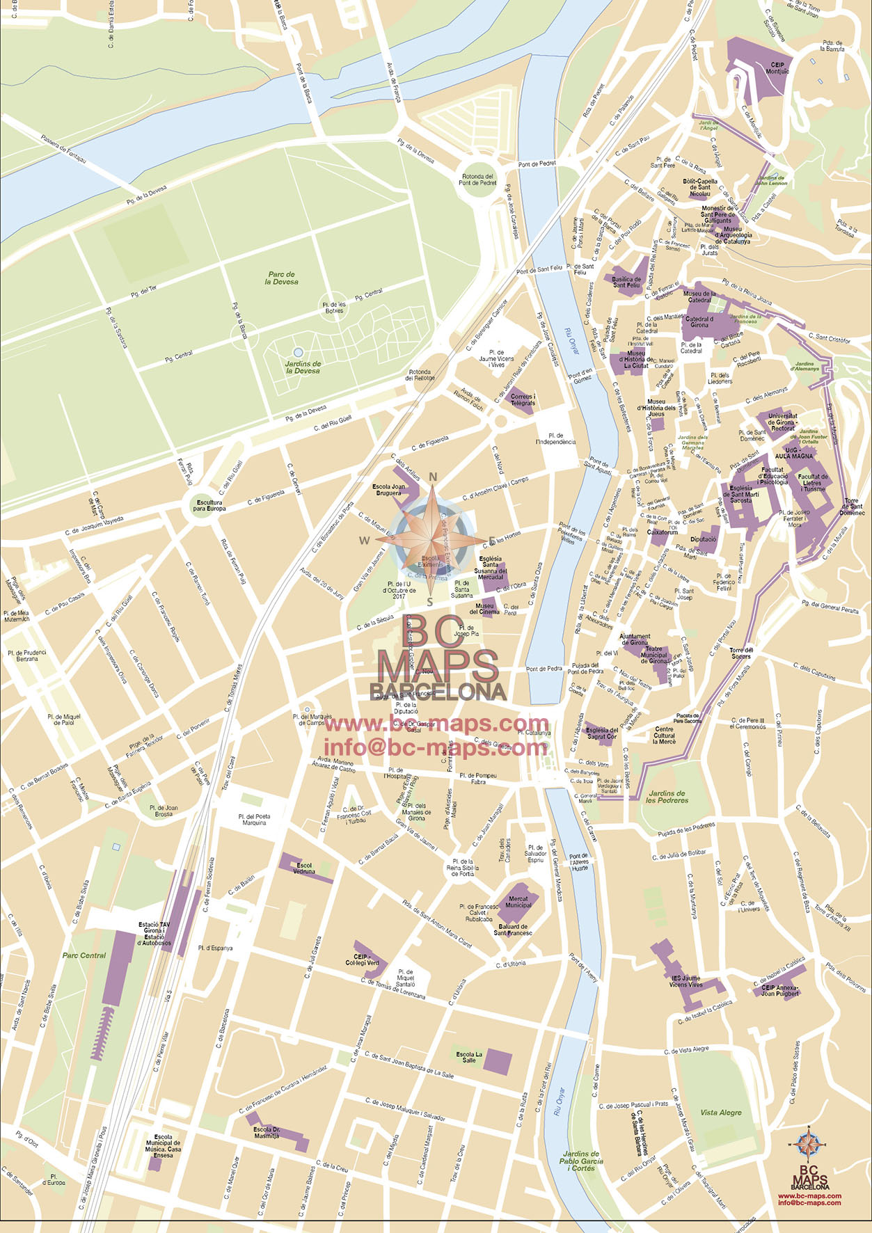 Girona mapa vectorial Illustrator eps ai CC | Bc Maps mapa vectorial eps