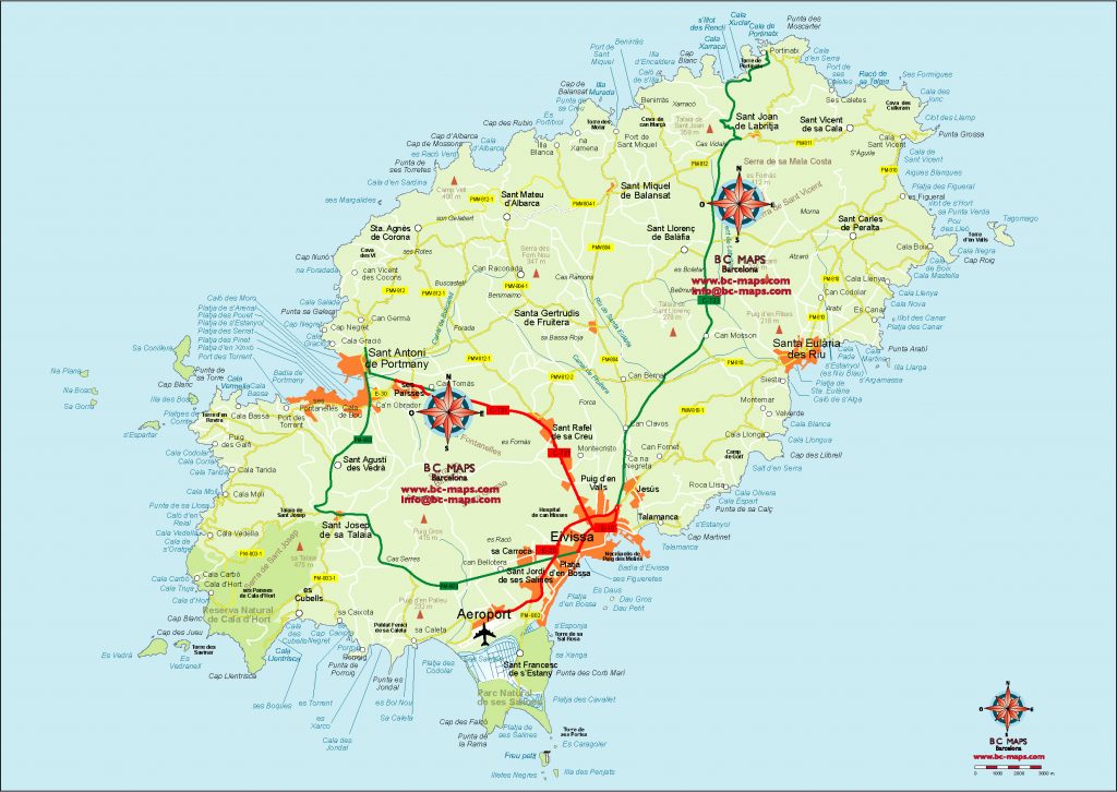 Ibiza mapa vectorial editable eps illustrator libres de derechos