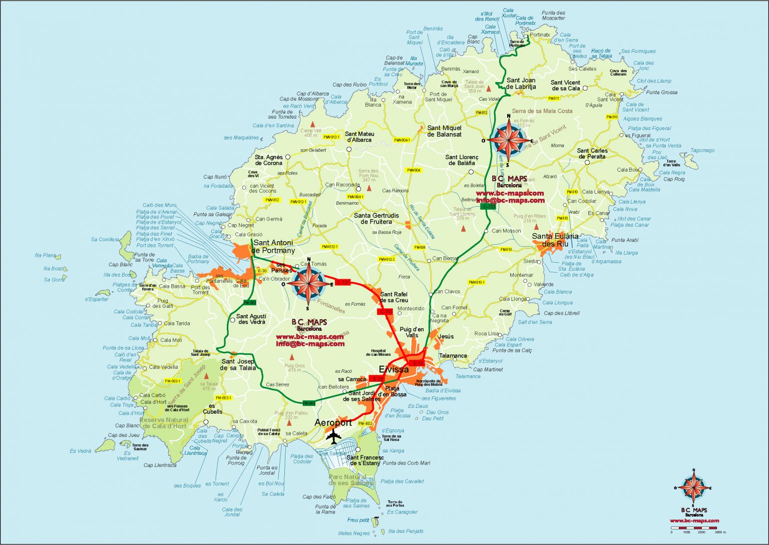 Ibiza mapa vectorial illustrator eps A3 - Bc Maps mapa vectorial eps