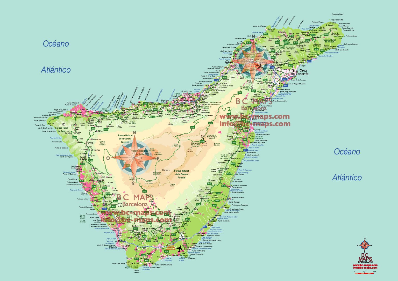 Tenerife mapa vectorial illustrator eps orografía - Bc Maps mapa ...