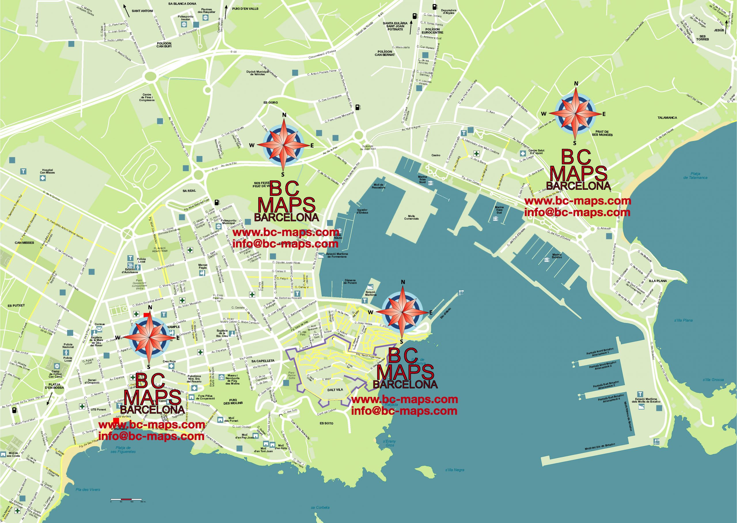 Ibiza ciudad mapa vectorial editable eps illustrator ai