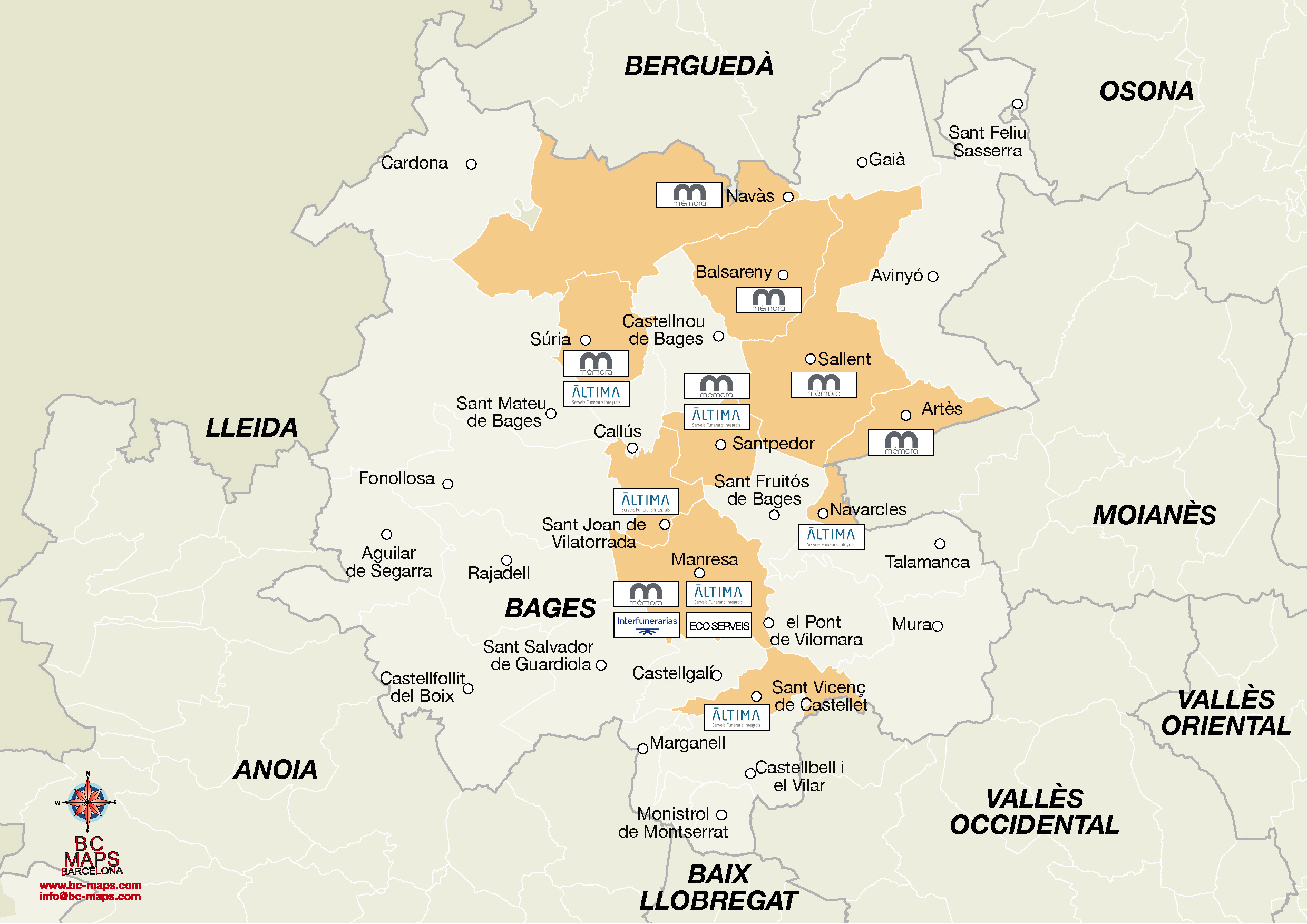 Mapa de municipios de Baleares editable vectorial Illustrator eps