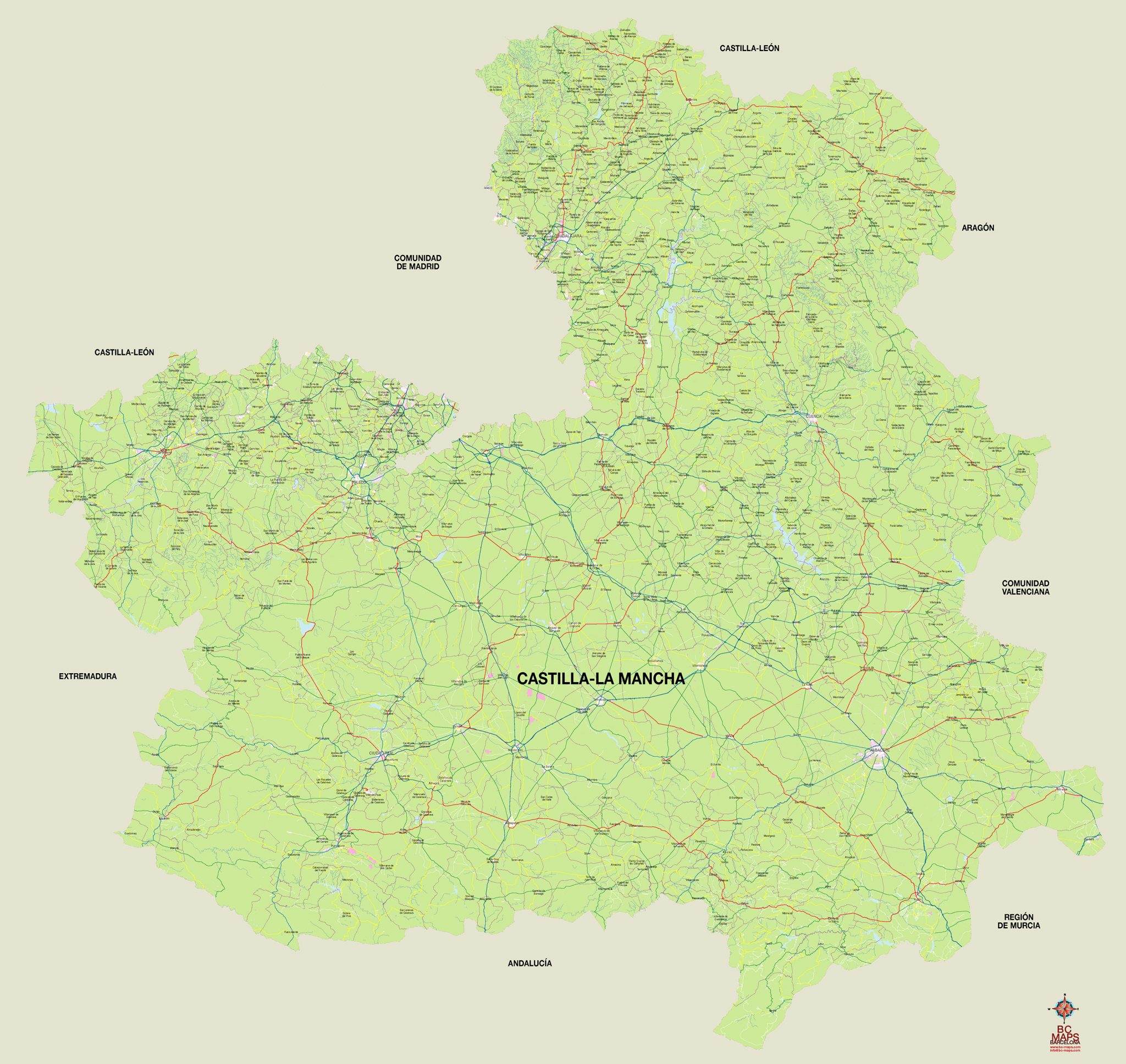 Mapa vectorial illustrator eps de municipios de Castilla-La Mancha con ...