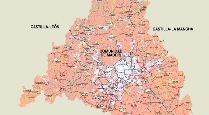Mapa vectorial illustrator eps de municipios de la Comunidad de Madrid con carreteras | Bc Maps ...