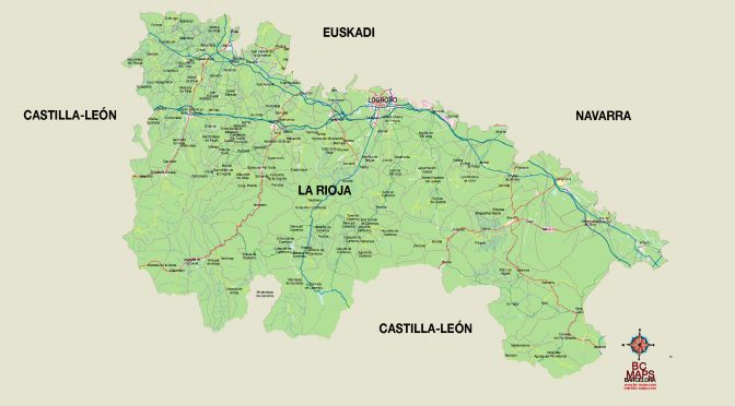 Mapa vectorial illustrator eps de municipios de La Rioja con carreteras ...