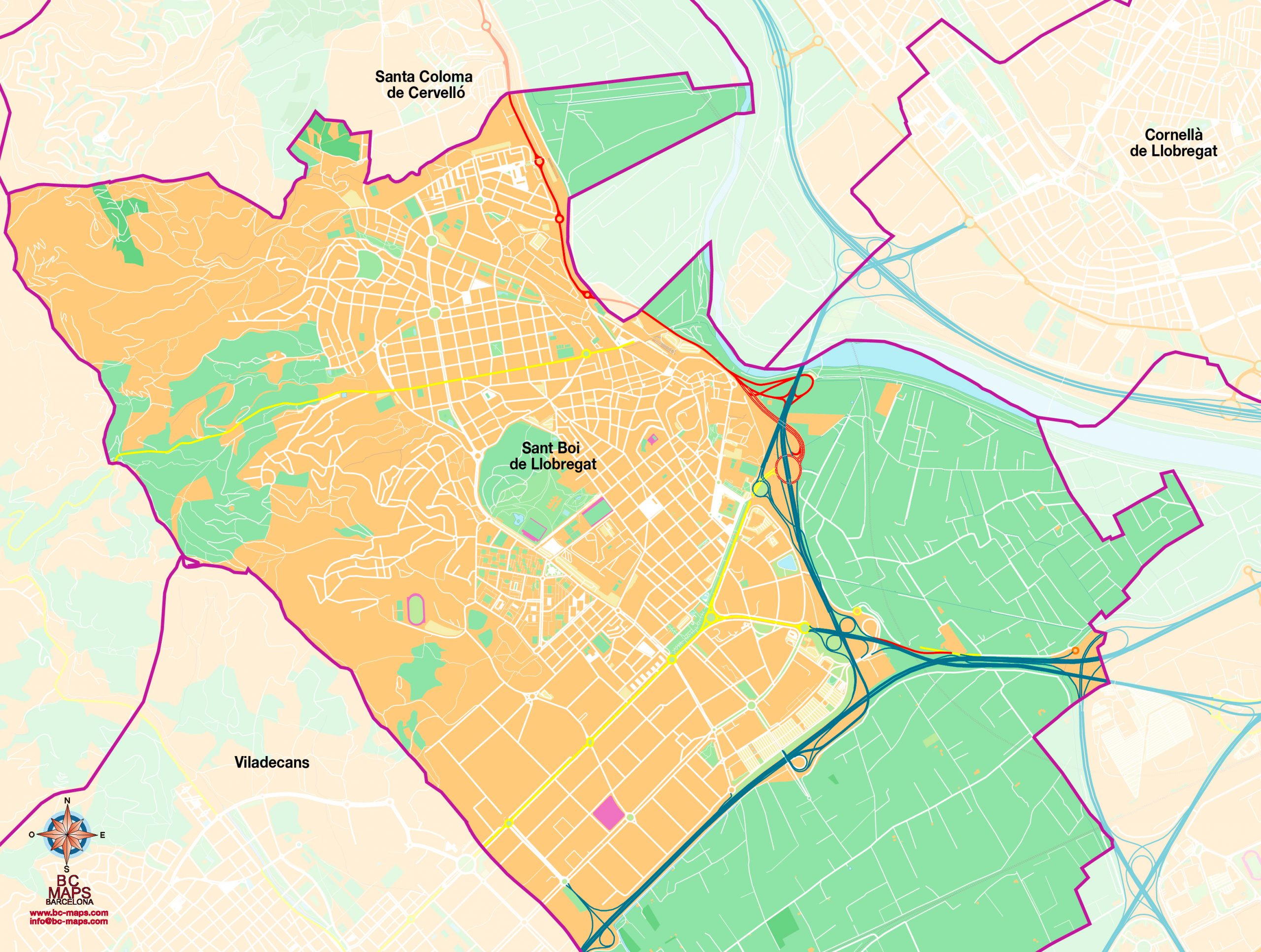 Sant Boi de Llobregat mapa vectorial illustrator editable eps