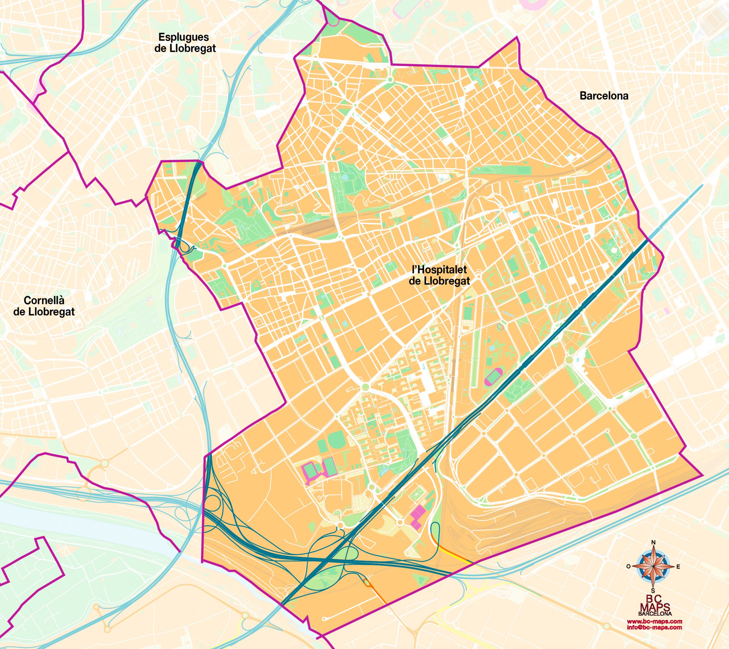 l'Hospitalet de Llobregat mapa vectorial illustrator editable eps