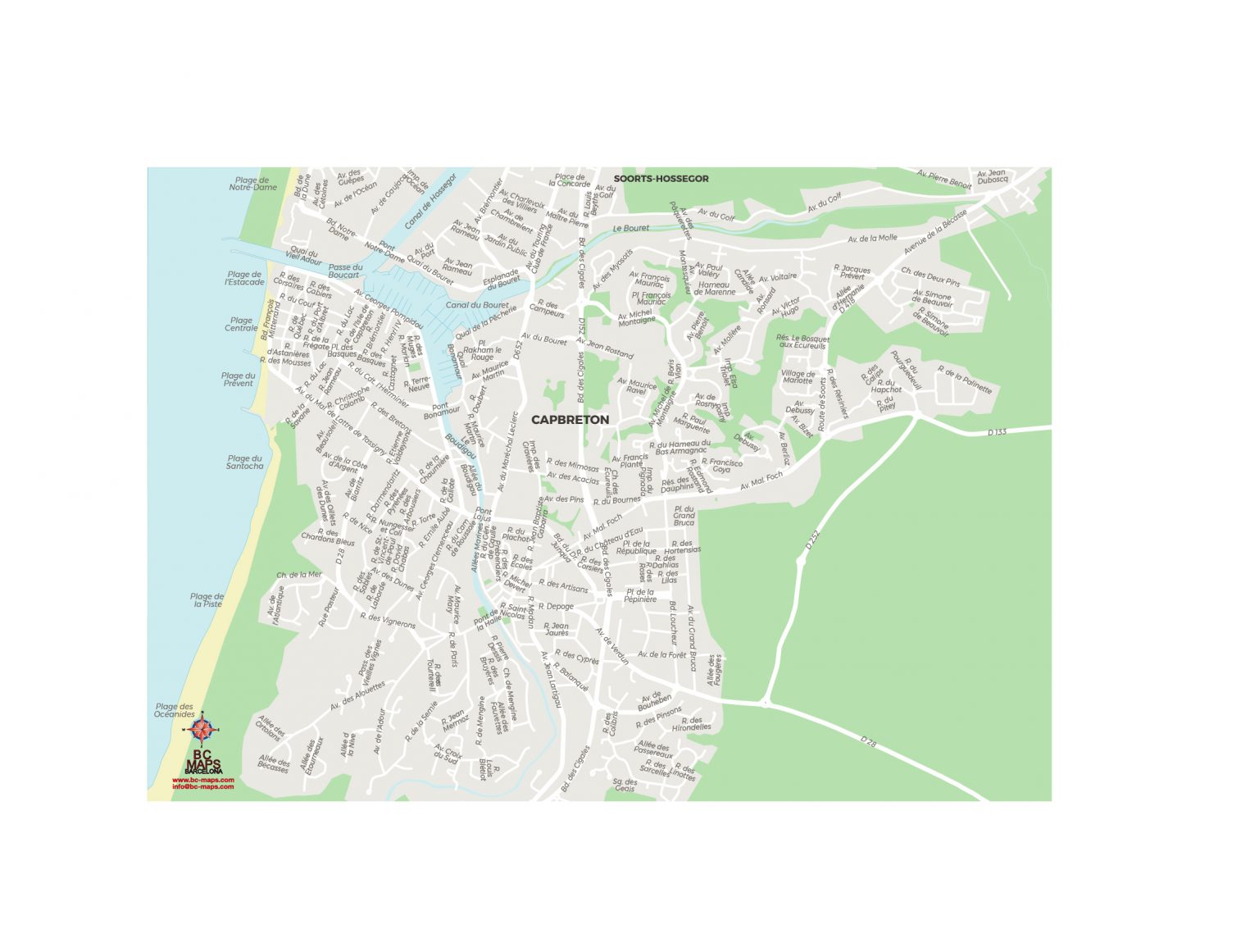 Plan de ville Capbreton Pichet | Bc Maps mapa vectorial eps