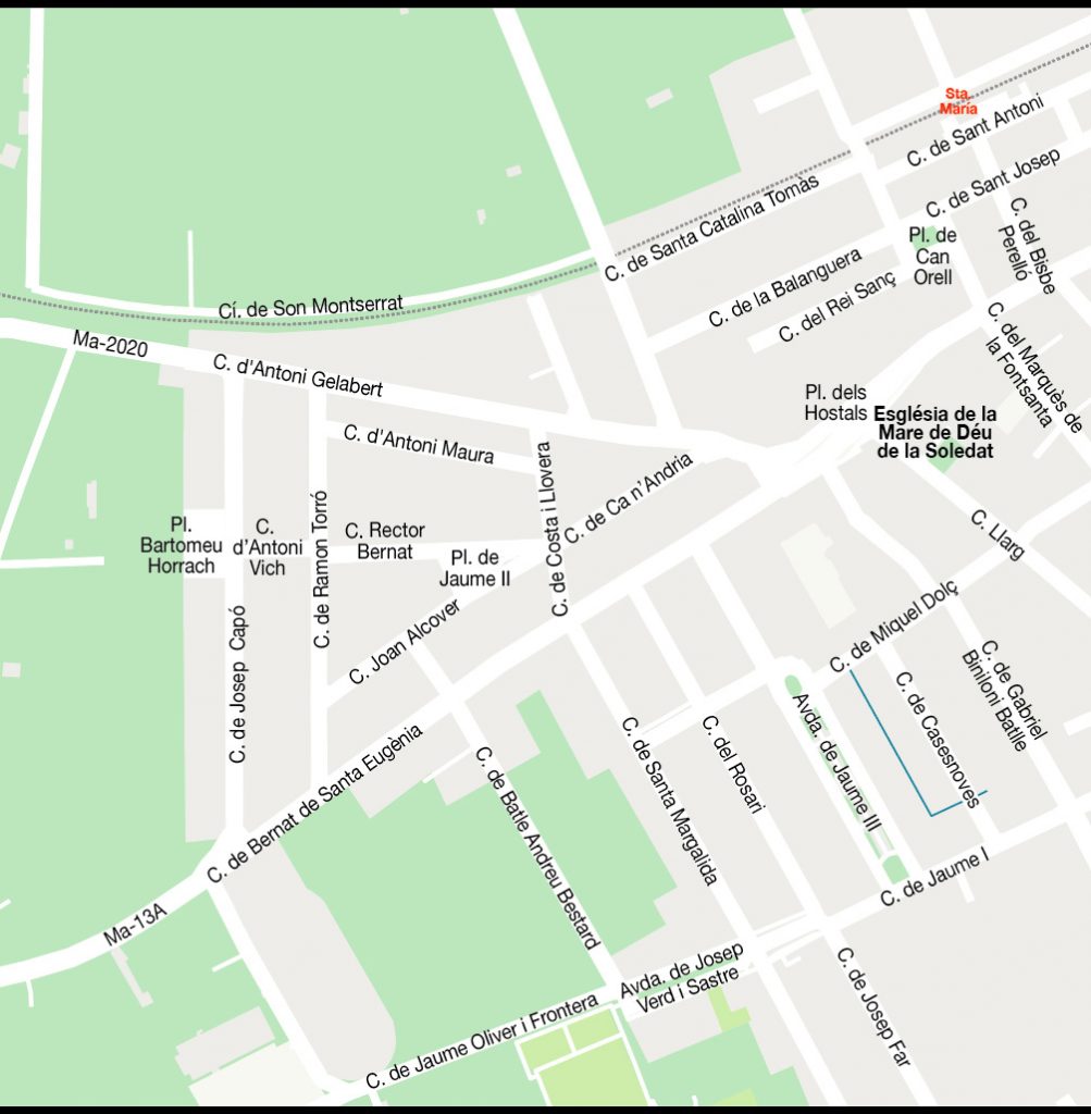 Santa Maria del Camí Mallorca mapa vectorial editable illustrator