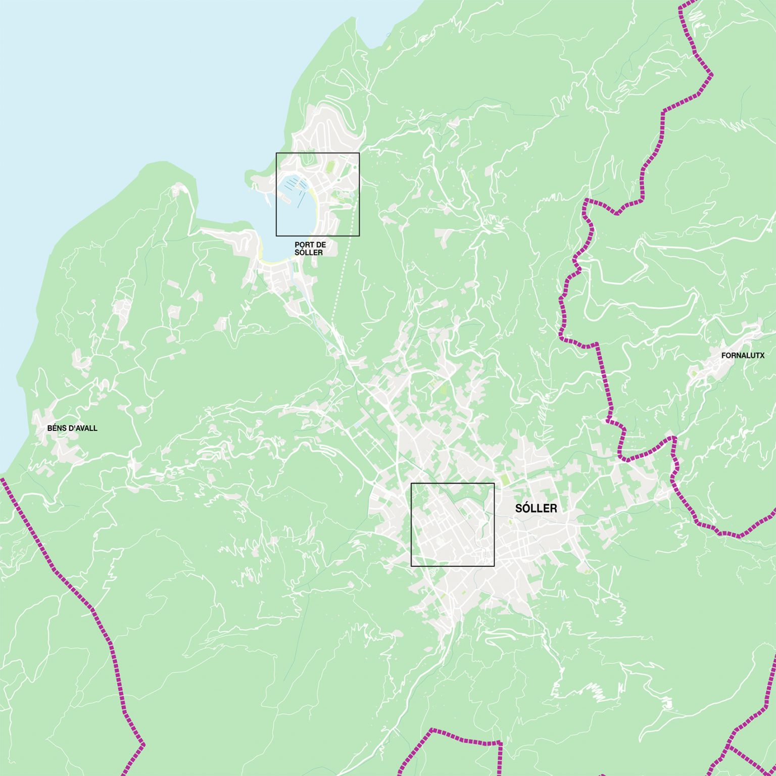 Sóller Mallorca mapa vectorial editable eps illustrator ai