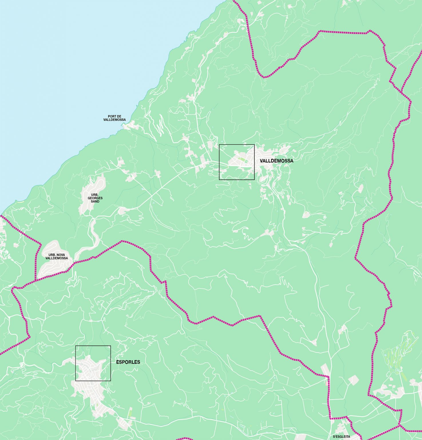 Valldemossa Mallorca mapa vectorial editable eps illustrator ai