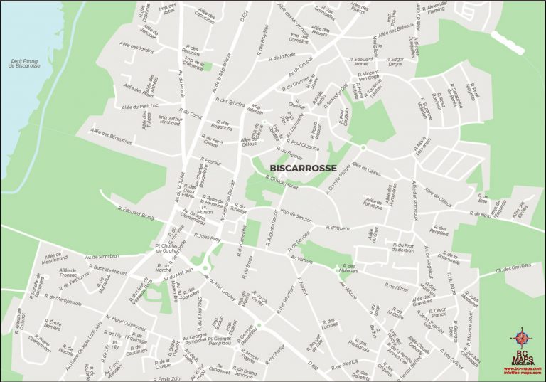 Biscarrosse mapa carte vectorial editable eps illustrator, Bc Maps