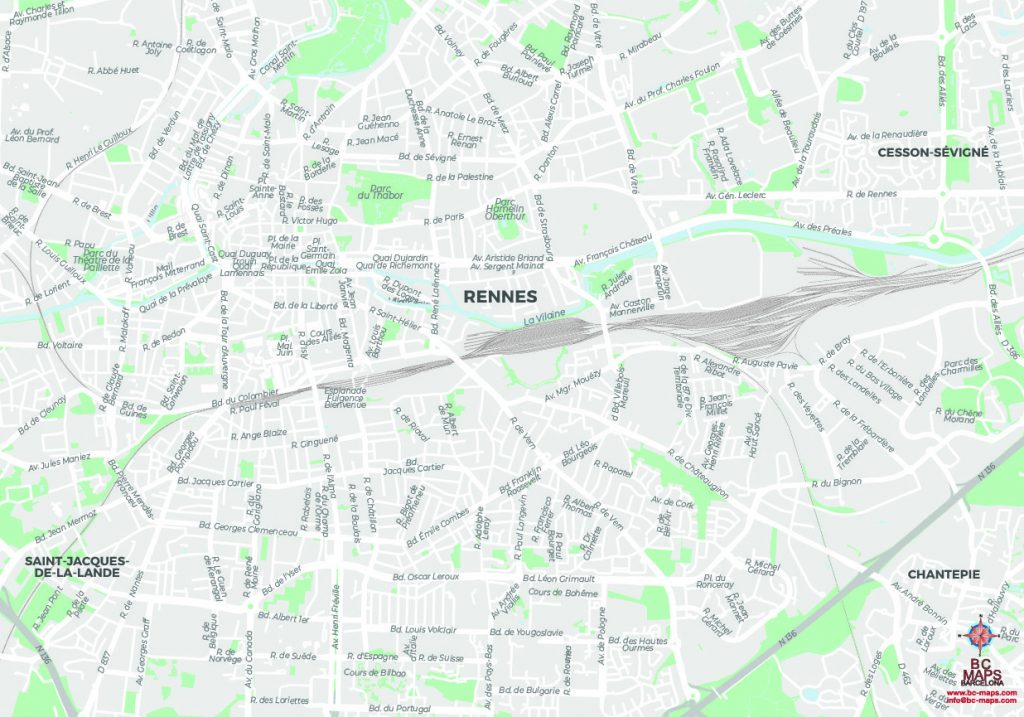 Rennes mapa carte vectorial illustrator eps | Bc Maps mapa vectorial eps