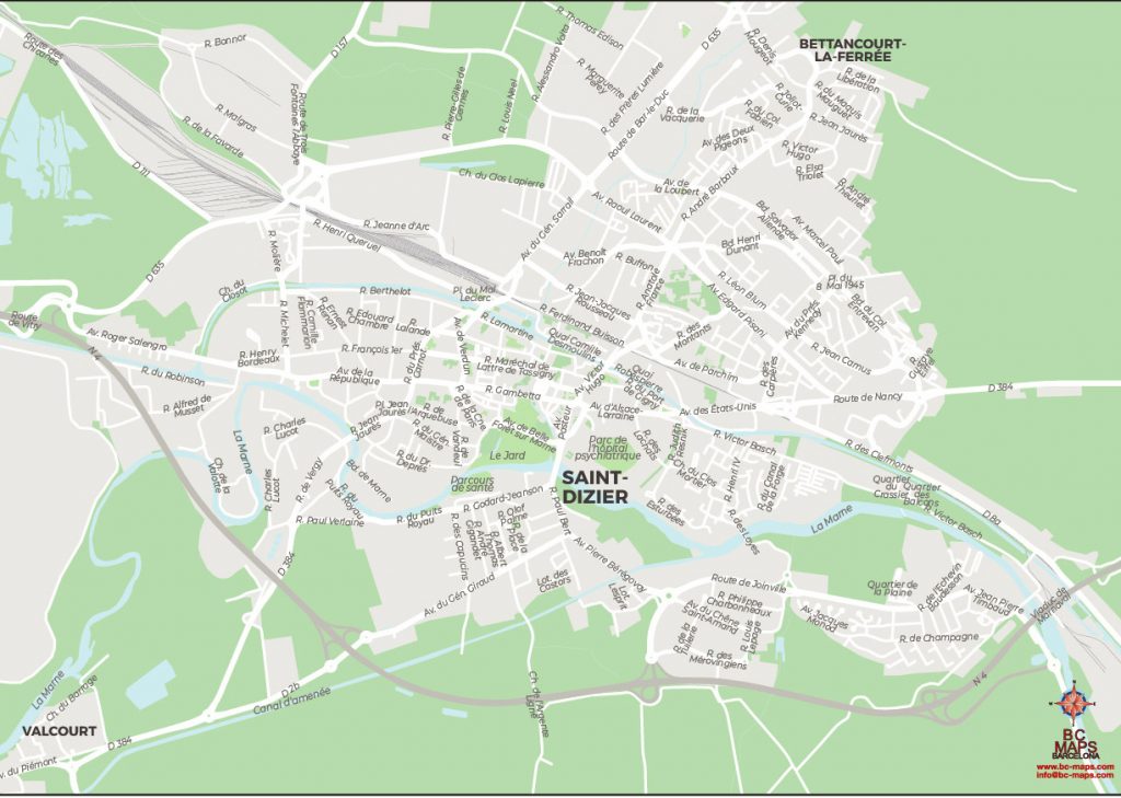 Saint Dizier mapa carte vectorial illustrator eps | Bc Maps mapa ...