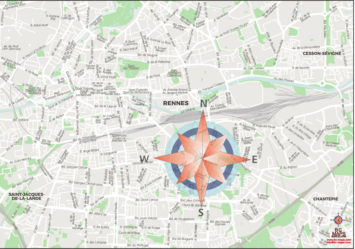 Rennes mapa vectorial illustrator eps | Bc Maps mapa vectorial eps