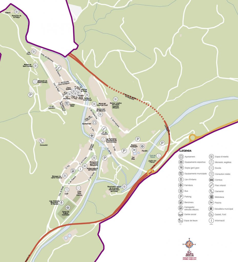 Mapa vectorial de la Comarca del Berguedà illustrator eps ai