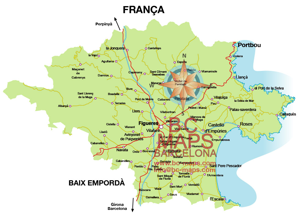 Mapa vectorial illustrator eps comarca Alt Empordà - Bc Maps mapa ...