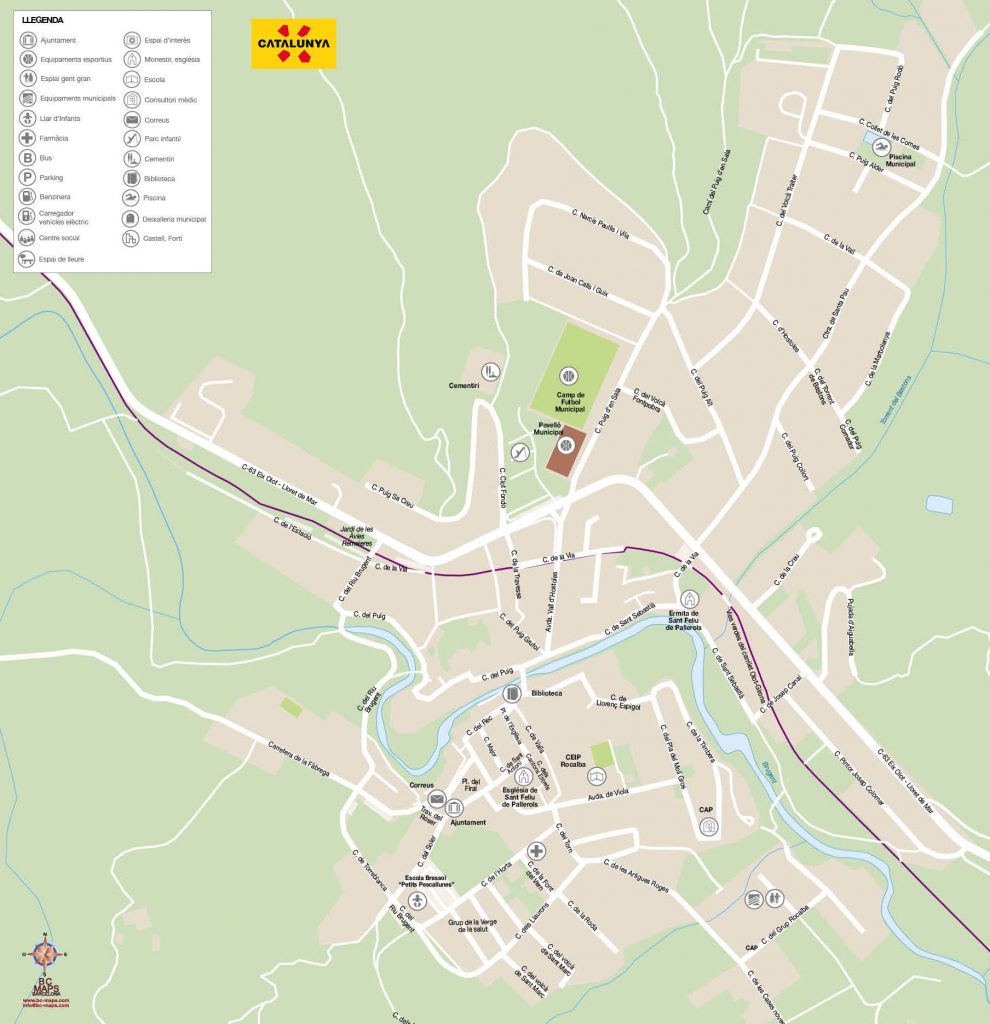 Garrotxa mapa vectorial de la comarca en illustrator eps | Bc Maps mapa ...